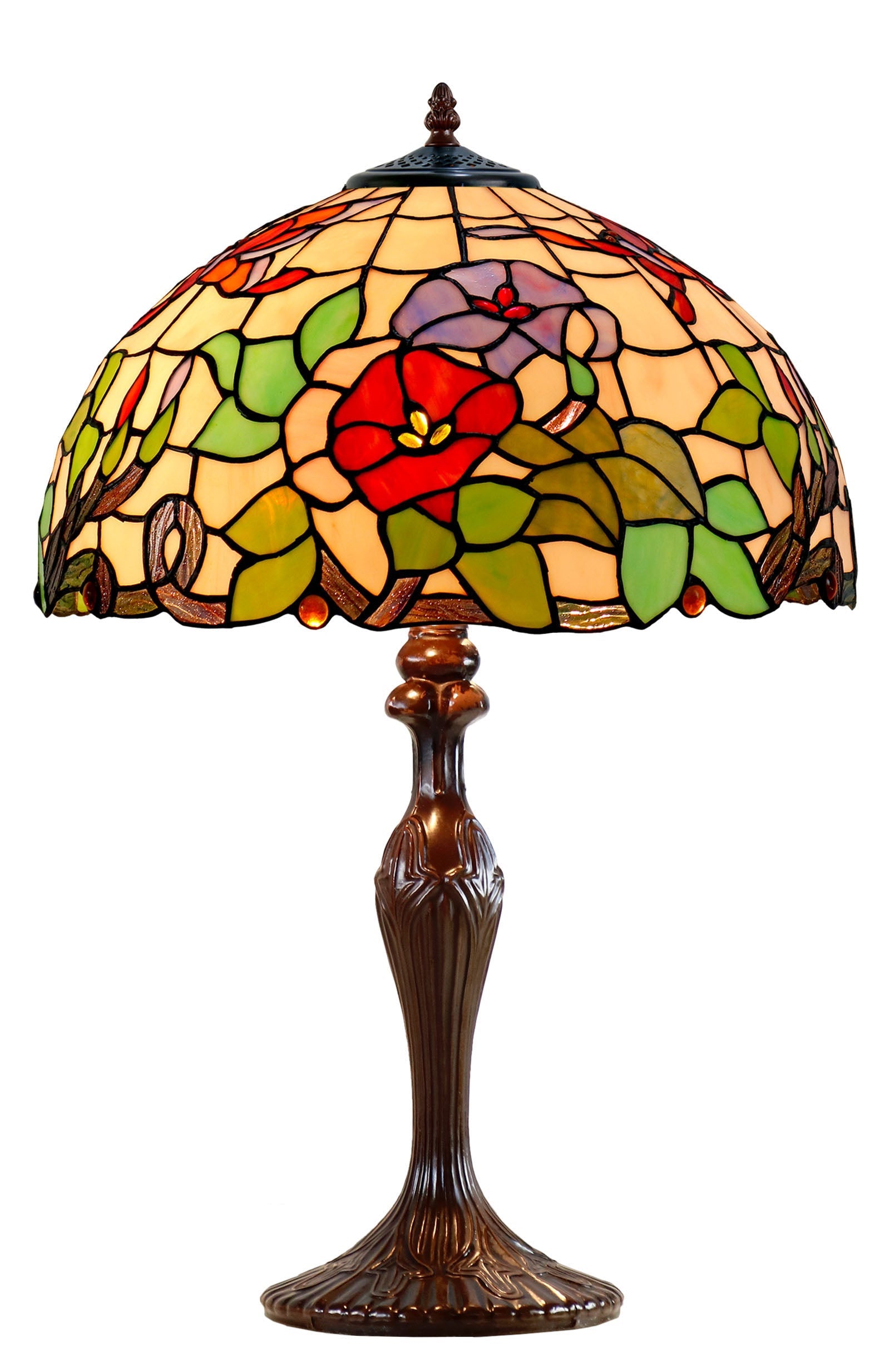 Large 16" Traditional Butterfly Floral Moring Glory Tiffany Table Lamp ...
