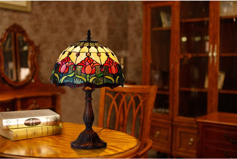 12" Red Tulip Style Tiffany Bedside Lamp – Tiffany Lamp New Zealand and ...