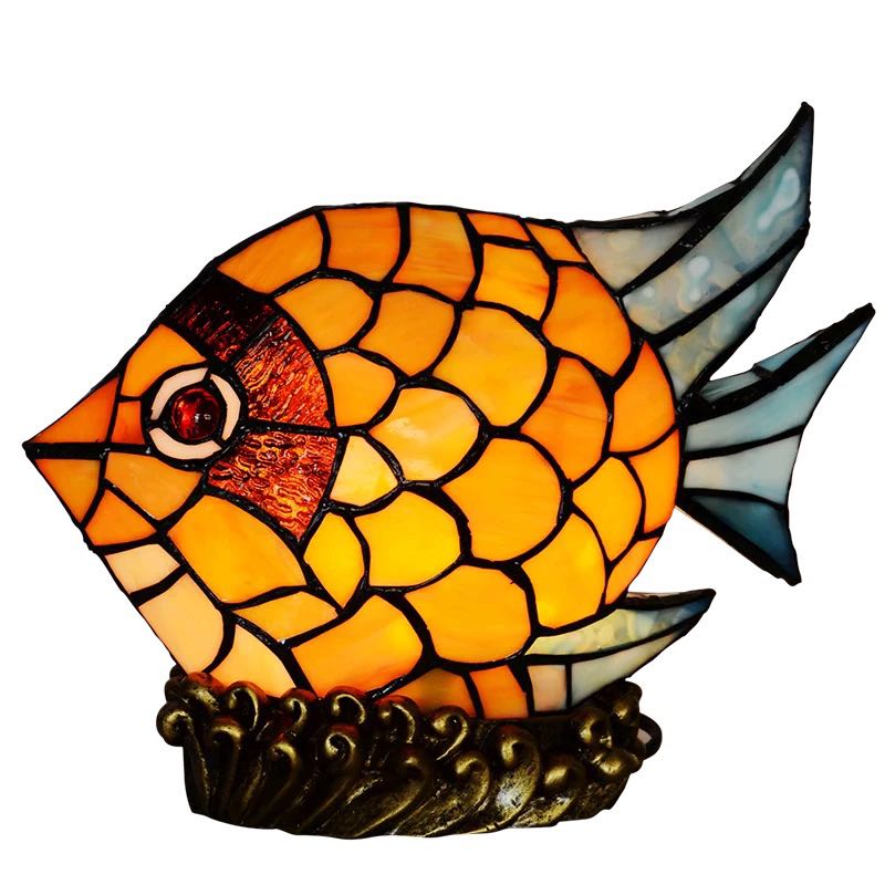 Tiffany Leadlight Art Deco Stained Glass Fish Accent Lamp – Tiffany ...