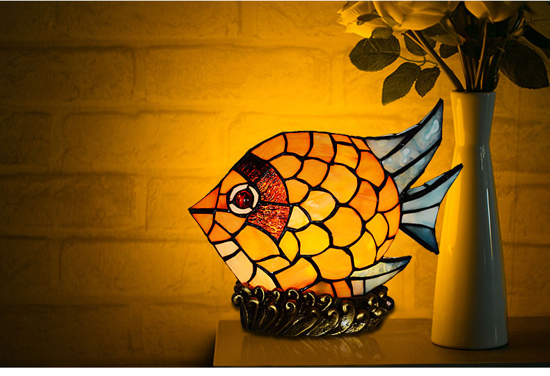 Tiffany Leadlight Art Deco Stained Glass Fish Accent Lamp – Tiffany ...