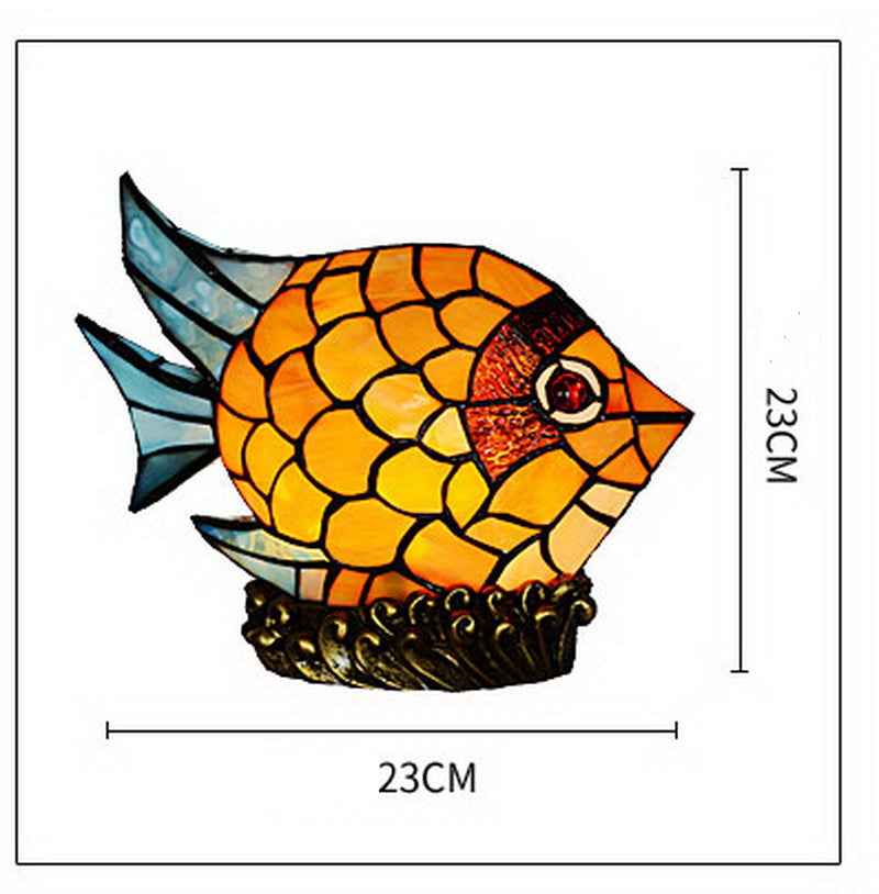 Tiffany Leadlight Art Deco Stained Glass Fish Accent Lamp – Tiffany ...